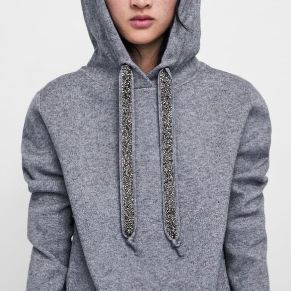 Zara | Tops | Zara Knit Sparkle Cropped Hoodie Sweater | Poshmark